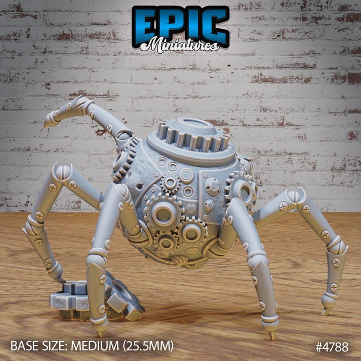 3D Printable Clockwork Mono Drone Spider / Steam Servant / Warrior Control Mechanism / Infantry ...